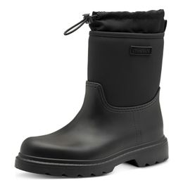 Tamaris Damen Gummistiefel, Gr. 36schwarz, Synthetik, Textil, unifarben, Schuhe, Blockabsatz, Boots mit Textileinsatz am Schaftrand
