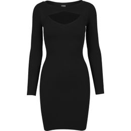 Shirtkleid Urban Classics "Urban Classics Damen Ladies Cut Out Dress", Damen, Gr. XL, US-Gr&ouml;&szlig;en, schwarz, 35% Viskose, 35% Polyacryl, 30% Polyamid, unifarben, slim fit, U-Boot-Ausschnitt, Kleider Shirtkleid