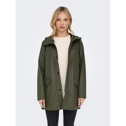 Kurzmantel Only "ONLELISA RAINCOAT OTW NOOS", Damen, Gr. XS, gr&uuml;n (kalamata), Web, Obermaterial: 100% Polyester, unifarben, Po-bedeckend, M&auml;ntel Kurzmantel, beschichtete Qualit&auml;t
