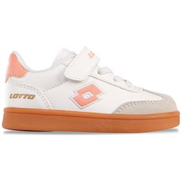 Sneaker Lotto, Kinder, Gr. 20, wei&szlig; (wei&szlig;, papaya), Synthetik, unifarben mit Farbeinsatz, Schuhe Sneaker, - in kinderfu&szlig;gerechter Passform