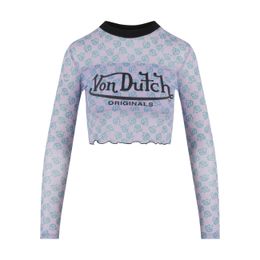 Longsleeve Von Dutch "Von Dutch AKELA SHIRTS", Damen, Gr. XS, pink, 100% Polyester, bedruckt, normal, Rundhals, Shirts