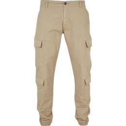 Stoffhose Urban Classics "Urban Classics Herren Double Cargo Twill Jogging Pants", Herren, Gr. 32, Normalgr&ouml;&szlig;en, warmsand, 98% Baumwolle, 2% Polyester, unifarben, slim fit, Hosen Stoffhose