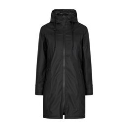 Regenjacke Freequent "FQRAIN-JACKET", Damen, Gr. L, schwarz, Web, Obermaterial: 100% Polyurethan, unifarben, bequem ca. Mitte Oberschenkel, Rundhals, B&uuml;ndchen, Jacken Regenjacke, wasserabweisend mit Kapuze