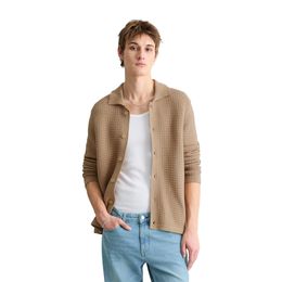 Marc O'Polo Cardigan MARC O'POLO DENIM "mit markanter Struktur", Herren, Gr. L, frosty sand, Obermaterial: 100% Baumwolle, unifarben, loose fit, Rippb&uuml;ndchen, Strickjacken