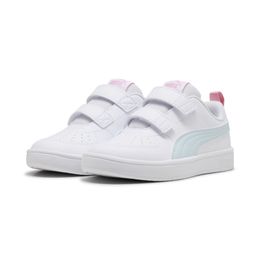 Sneaker Puma "Puma Rickie V Sneakers Kinder", Kinder, Gr. 27,5, wei&szlig; sea glass pinkscape blau pink, Obermaterial: Synthetik, Textil, Leder; Futter: Textil; Innensohle: Textil; Laufsohle: TR (Thermoplastischer Gummi), Gummi, Schuhe Sneaker