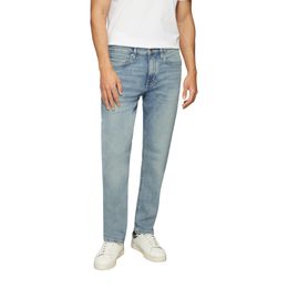 Slim-fit-Jeans s.Oliver, Herren, Gr. 34, L&auml;nge 34, mid blau used, Denim/Jeans, Obermaterial: 99% Baumwolle, 1% Elasthan, unifarben, slim fit lang, Jeans Slim-fit-Jeans, in mittelblauer Waschung