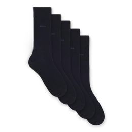 Socken BOSS "5P Uni Color CC", Herren, Gr. 43-46, blau (dunkelblau 401), Baumwollmischung, elastisch, Socken Socken, in klassischer Unifarbe