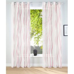 Gardine OTTO HOME "Dimona" Gr. 1, rosa (wei&szlig;, ros&eacute;), B:140cm H:145cm, Voile, Polyester, Gardinen, Gardine, 2-er Set, transparent, Voile, Polyester, Wellen
