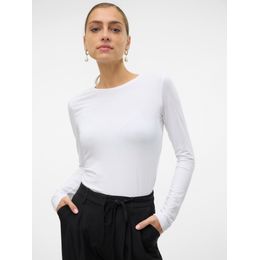 V&eacute;ro Moda Langarmshirt VERO MODA "VMLULU LS O-NECK TOP JRS GA NOOS", Damen, Gr. XS, wei&szlig; (hellwei&szlig;), Jersey, Obermaterial: 95% Baumwolle, 5% Elasthan, unifarben, normal, Rundhals, Shirts Langarmshirt