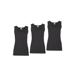 Tanktop Fruit of the Loom, Damen, Gr. L, schwarz, Jersey, Obermaterial: 100% Baumwolle, unifarben, k&ouml;rpernah normal, Rundhals, Tops Tanktop, aus reiner Baumwolle, Rundhals