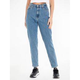 Mom-Jeans Calvin Klein Jeans "MOM JEAN", Damen, Gr. 26, N-Gr, blau (denim medium), Denim/Jeans, Obermaterial: 99% Baumwolle, 1% Elasthan, unifarben, gerade, unten schmal kn&ouml;chellang, Jeans Mom-Jeans, 5-Pocket-Form