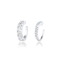 Paar Ohrklemmen Elli Premium "Ohrringe Single Earcuff Set Zirkonia (2 tlg) 925 Silber" Gr. 10, silber, Ohrringe, Damen, Silber 925 (Sterlingsilber), Paar Ohrklemmen