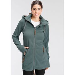 Fleecejacke Polarino, Damen, Gr. 44, grau (graugr&uuml;n), Fleece, Obermaterial: 100% Polyester, unifarben, angesetztes B&uuml;ndchen mit Daumenl&ouml;chern, Jacken Fleecejacke, aus Fleece, atmungsaktiv, schnell trocknend