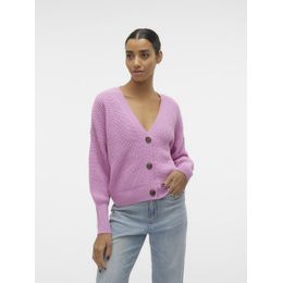V&eacute;ro Moda Strickjacke VERO MODA "VMLEA LS V-NECK CUFF CARDIGAN NOOS", Damen, Gr. S, pastel lavender, Strick, Obermaterial: 100% Polyacryl, unifarben, regular fit normal, V-Ausschnitt, Rippb&uuml;ndchen, Strickjacken Strickjacke, Rippstrick