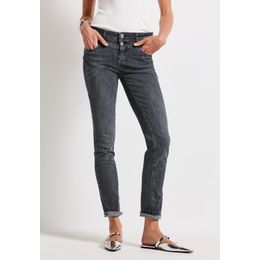 Regular-fit-Jeans Street One "Style Jane", Damen, Gr. 26, L&auml;nge 32, grau (schwarz steel grau washed), Denim/Jeans, Obermaterial: 82% Baumwolle, 15% Polyester, 3% Elasthan, unifarben, regular fit kn&ouml;chelfrei, Jeans Regular-fit-Jeans, im Five-Pocket Style, Topseller