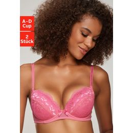 Balconette-BH Petite Fleur, Damen, Gr. 70, Cup B, pink (pink, wei&szlig;), Spitze, Obermaterial: 90% Polyamid, 10% Elasthan, BHs Balconette-BH, mit h&uuml;bscher Spitze, Dessous