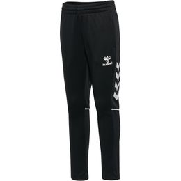 Trainingshose Hummel "HMLCORE 2.0 TRAINING PANTS KIDS", Kinder, Gr. 128, N-Gr, schwarz, wei&szlig;, Obermaterial: 100% Polyester, Hosen Trainingshose, leichtes Material, elastischer Bund mit innenliegendem Kordelzug