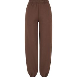 Jogginghose Urban Classics "Urban Classics Ladies Fluffy Sweatpants", Damen, Gr. M, US-Gr&ouml;&szlig;en, chocolatebraun, 70% Baumwolle, 30% Polyester, unifarben, loose fit, Hosen Jogginghose