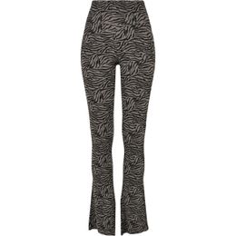 Leggings Urban Classics "Urban Classics Damen Ladies High Waist Zebra Boot Cut Leggings", Damen, Gr. S, US-Gr&ouml;&szlig;en, asphalt, schwarz, 95% Baumwolle, 5% Elasthan, skinny fit, Hosen Leggings
