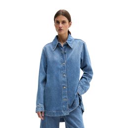 Marc O'Polo Jeansbluse MARC O'POLO "aus TENCEL&trade; Lyocell-Mix", Damen, Gr. L, medium blau, Obermaterial: 80% Lyocell, 20% Baumwolle, unifarben, loose fit normal, Manschette, Blusen Jeansbluse