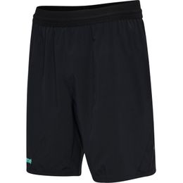 Trainingsshorts Hummel "HMLBLAZE 2.0 TRAINING SHORTS", Herren, Gr. L (52), N-Gr, schwarz, pool blau, Obermaterial: 88% Polyester, 12% Elasthan, normal normal, Hosen, mit Kordelzug, elastischer Bund, normale Passform