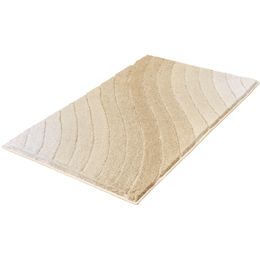 Badematte Kleine Wolke "Tender" Gr. 4, beige (sand, beige), H:20mm, Polyester, Badematten, Badematte, Badteppich, Wellen Design, mit Farbverlauf, Hoch-Tief Effekt, waschbar