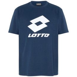 T-Shirt Lotto, Herren, Gr. XL (56/58), blau (marineblaus), 100% Baumwolle, unifarben, normal, Rundhals, gerader Abschluss, Shirts T-Shirt, - mit plakativem Logoprint