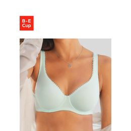 T-Shirt-BH Petite Fleur, Damen, Gr. 105, Cup D, gr&uuml;n (mint, wei&szlig;), Jersey, Obermaterial: 85% Baumwolle, 10% Polyamid, 5% Elasthan, BHs T-Shirt-BH, mit B&uuml;gel, Baumwoll-Qualit&auml;t &ndash; auch ideal f&uuml;r gro&szlig;e Gr&ouml;&szlig;en