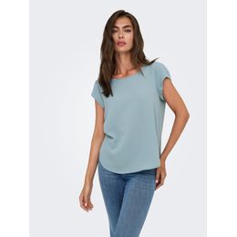 Kurzarmbluse Only "ONLVIC &ndash; feminines Blusenshirt in lockerer Form", Damen, Gr. 36, arona, Web, Obermaterial: 97% Polyester, 3% Elasthan, unifarben, regular fit Po-bedeckend, Rundhals, Blusen, regular fit, Web, Kunstfaser, Rundhals, unifarben