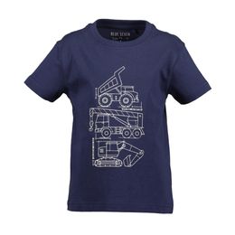 T-Shirt Blue Seven, Jungen, Gr. 98, ultramarin, Single Jersey, Obermaterial: 100% Baumwolle, bedruckt, unifarben, Basic normal, Rundhals, Shirts T-Shirt, Basic Passform, ohne Verschluss, unifarben oder mit Druck