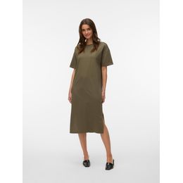 V&eacute;ro Moda Shirtkleid VERO MODA "VMMOLLY SS OVERSIZE CALF DRESS NOOS", Damen, Gr. M, N-Gr, kalamata, Single Jersey, Obermaterial: 100% Baumwolle, unifarben, regular fit lang, Rundhals, Kleider Shirtkleid, Baumwolle, regular fit