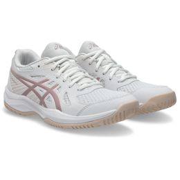 Hallenschuh asics "UPCOURT 6", Damen, Gr. 39,5, wei&szlig;, morganite, Textil, Schuhe Hallenschuh, besonders geeignet f&uuml;r Handball und Volleyball