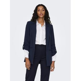 Kurzblazer Only "ONLKAYLE-ORLEEN 3/4 BLAZER TLR NOOS", Damen, Gr. 34XS, blau (night sky), Web, Obermaterial: 92% Polyester, 8% Elasthan, unifarben, regular fit normal, Blazer Kurzblazer, Materialmix, regular fit