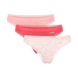 String Sloggi "GO Crush String C3P", Damen, Gr. L, rot, light combination, Single Jersey, Obermaterial: 95% Baumwolle, 5% Elasthan, Unterhosen String, mit Spitzendetails