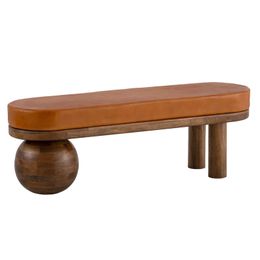 Wohnling WL7.314 Sitzbank Ziegenleder Mango Massivholz 140x47x40 cm Braun