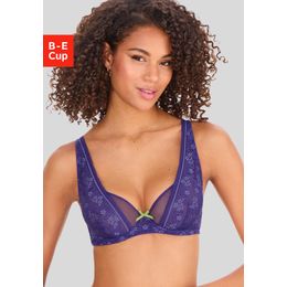 B&uuml;gel-BH Vivance "Madita", Damen, Gr. 80, Cup D, blau, Spitze, Obermaterial: 65% Polyamid, 25% Polyester, 10% Elasthan, BHs B&uuml;gel-BH, im High-Apex-Design aus Spitze mit &bdquo;LOVE&ldquo;-Schriftzug, sexy Dessous