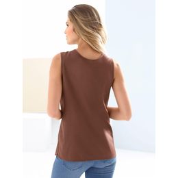 Blusentop Classic Basics, Damen, Gr. 42, braun (schokobraun), 100% Polyester, unifarben, Rundhals, Blusen Blusentop