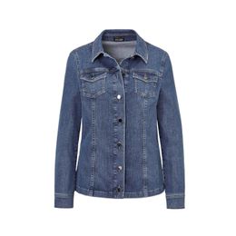 Kurzjacke GOLDNER "Kurzgr&ouml;&szlig;e Zeitlose Jeansjacke mit tollen Details", Damen, Gr. 19, blau, Obermaterial: 98% Baumwolle CO. 2% Elasthan EL., Jacken Kurzjacke, Ohne