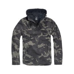 Anorak Brandit "Brandit Herren Fleece Pull Over Windbreaker", Herren, Gr. XXL, schwarzcamo, 100% Polyester, mehrfarbig, normal, ohne Ausschnitt, Jacken