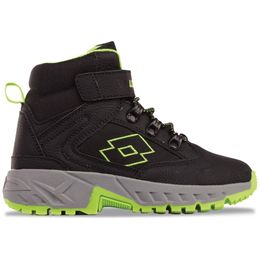 Winterboots Lotto, M&auml;dchen, Gr. 29, schwarz (schwarz, fr.gr&uuml;n), Synthetik, Textil, mehrfarbig, Schuhe Winterboots, mit Elastikschn&uuml;rung & Klettverschluss