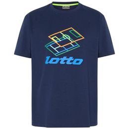 Print-Shirt Lotto, Herren, Gr. M (48/50), blau (peacoat), 100% Baumwolle, bedruckt, Rundhals, gerader Abschluss, Shirts, - mit plakativem Frontprint