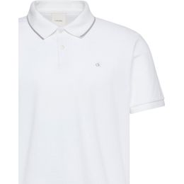 Poloshirt Calvin Klein "SS RFND PQ TPPD CLSS", Herren, Gr. L, wei&szlig; (hellwei&szlig;), Piqu&eacute;, Obermaterial: 100% Baumwolle, unifarben, regular fit normal, Rundhals, eingesetzt angesetztes B&uuml;ndchen, Shirts, Mit Rundhalsausschnitt