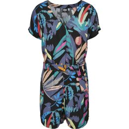 Jumpsuit Urban Classics "Urban Classics Damen Ladies Short Viscose Belt Jumpsuit", Damen, Gr. XXL, US-Gr&ouml;&szlig;en, schwarzfruity, 100% Viskose, loose fit, Overalls Jumpsuit