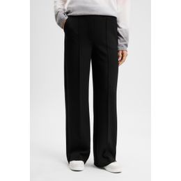 Stoffhose SOCCX, Damen, Gr. 3XL, Normalgr&ouml;&szlig;en, schwarz, Material: 51% Polyester, 42% Viskose, 7% Elasthan, unifarben, regular fit lang, Hosen Stoffhose, mit weitem Bein