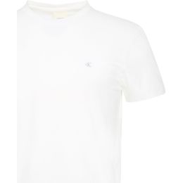 T-Shirt Calvin Klein "SS STRETCH COTTON SLIM TEE", Herren, Gr. L, wei&szlig; (hellwei&szlig;), Single Jersey, Obermaterial: 95% Baumwolle, 5% Elasthan, unifarben, slim fit normal, Rundhals, eingesetzt abgesteppte Kante, Shirts T-Shirt, Mit Rundhalsausschnitt