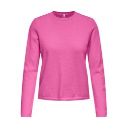 Strickpullover Only "ONLLOYAL LS ONECK KNT NOOS", Damen, Gr. L, super pink detail:melange, Strick, Obermaterial: 80% Polyester, 20% Nylon, meliert, normal, Rundhals, Pullover Strickpullover, Materialmix