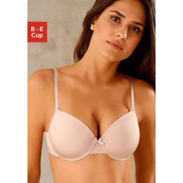 Schalen-BH s.Oliver "Everyday Fashion", Damen, Gr. 70, Cup E, beige (puder), Microtouch, Obermaterial: 60% Polyamid, 35% Polyester, 5% Elasthan, BHs Schalen-BH, mit B&uuml;gel und dezentem Spitzenband