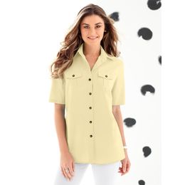 Kurzarmbluse Classic Basics, Damen, Gr. 42, gelb (vanillegelb), 65% Polyester, 35% Baumwolle, unifarben, Blusen