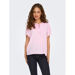 Jacqueline de Yong Kurzarmbluse JDY "JDYLIMA LIFE S/S TOP WVN NOOS", Damen, Gr. 36, rosa (pink lady), Web, Obermaterial: 100% Viskose, unifarben, loose fit normal, V-Ausschnitt, Blusen, Viskose, loose fit