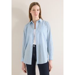 Langarmbluse Cecil, Damen, Gr. 3XL, blouse blau, Web, 72% Baumwolle, 25% Polyamid, 3% Elasthan, gestreift, normal normal, V-Ausschnitt, abgesteppt, Blusen, im soften Baumwoll-Mix